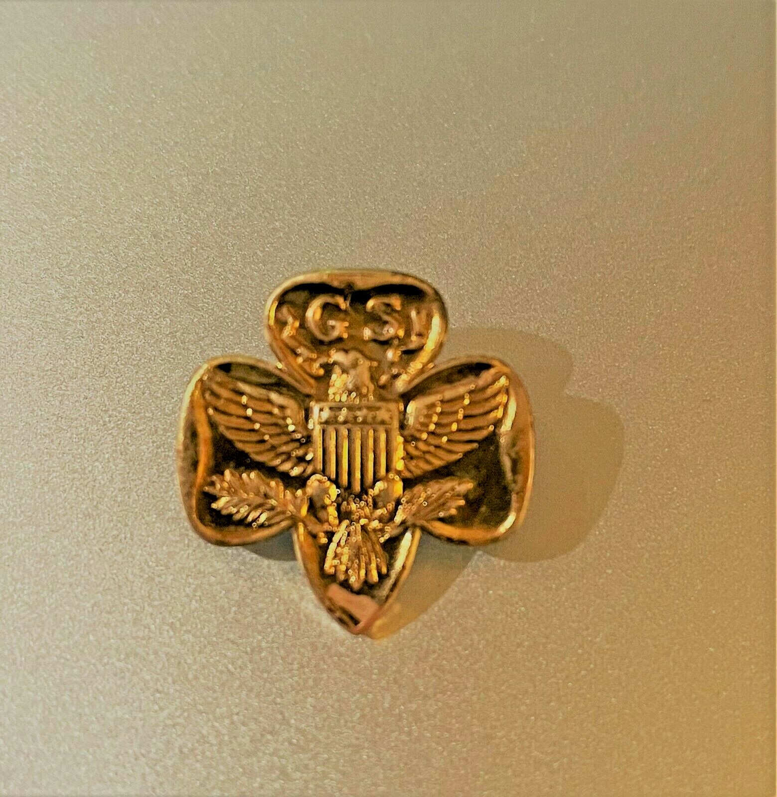 60s Vintage Girl Scout Lapel Pin American Eagle Snake & Arrows14K GP ...