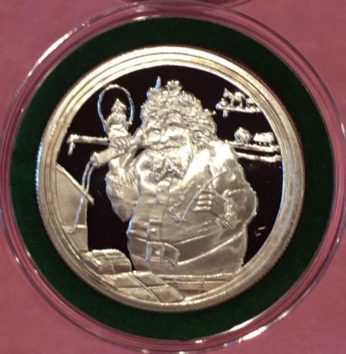 Season Greetings Santa 1 Troy Oz .999 Fine Silver Round Collectible ...