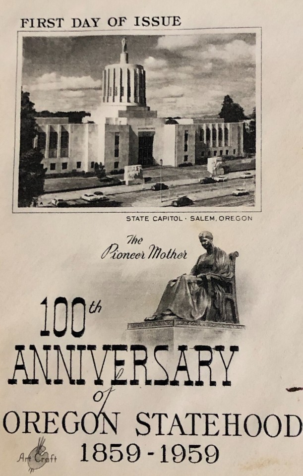 Vintage 1959 Oregon Statehood 100th Anniversary 1st Day Cover FDC Stamp ...