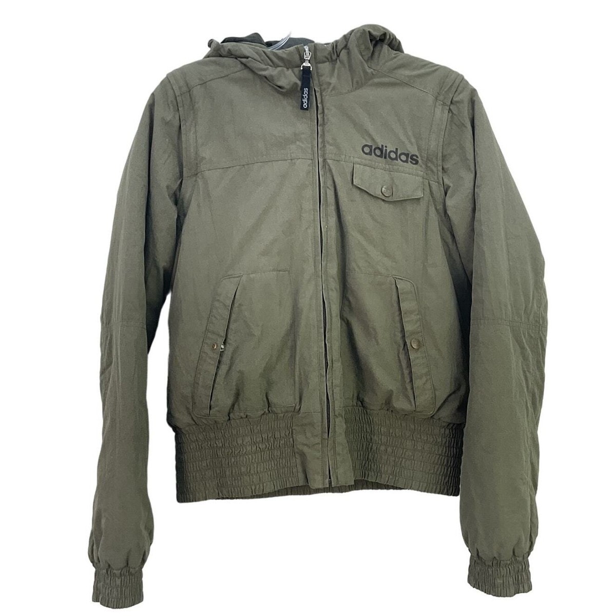Adidas Army Sage Green Hooded Military Bomber Jacket Women's Adidas Army Sage Green Hooded Military Bomber Jacket Women's