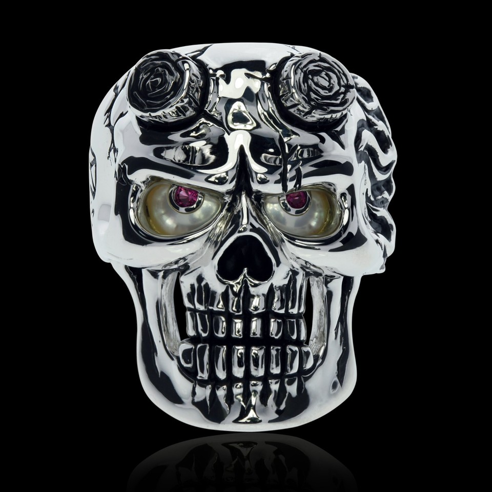 Ultimate Power Skull Ring, Sterling Silver 925 Hell Skull Ring, Biker ...