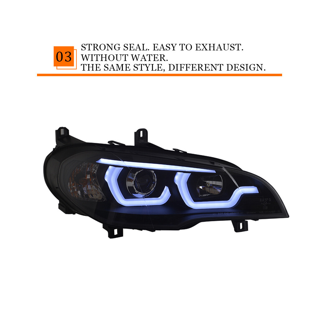 For BMW X5 E70 Headlamps 2007-2013 HID Projector LED DRL Replace OEM ...