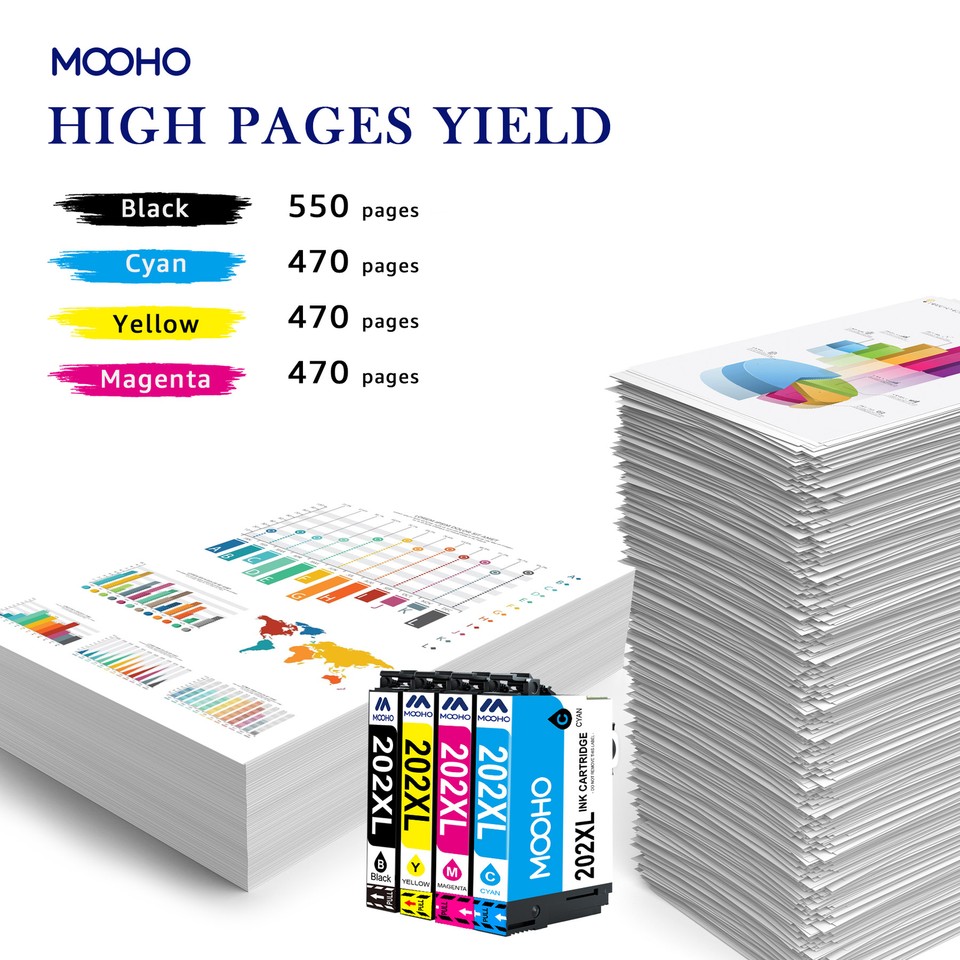 5PK 202XL Ink Cartridges for Epson WorkForce WF-2860 XP-5100 printer ...