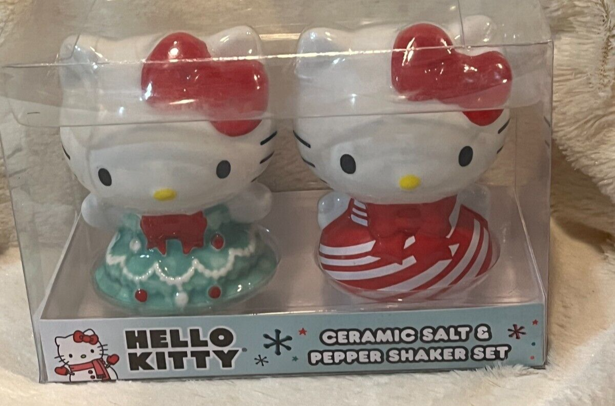 Hello Kitty Christmas Ceramic Salt and Pepper Shakers Sanrio New! Rare ...
