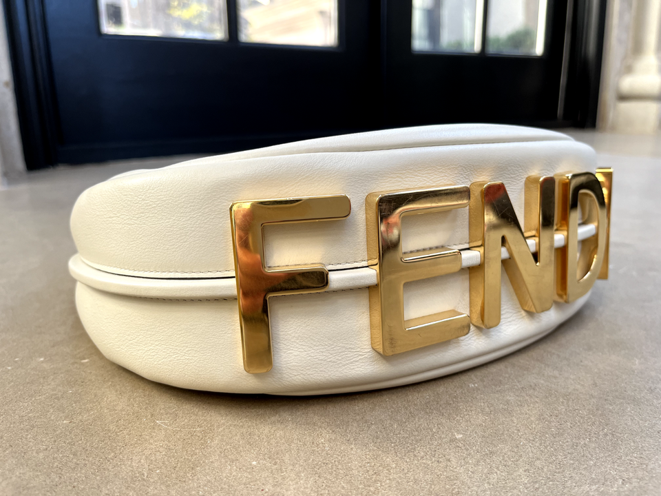Fendi Fendigraphy White Shoulder Bag in Calf Leather Small Matte ...
