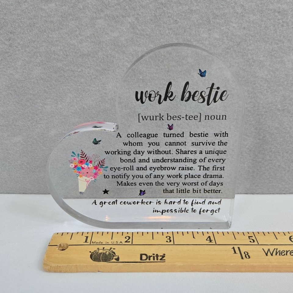 Work Bestie Coworker Friend at Work Acrylic Heart Shaped Desk Sign ...