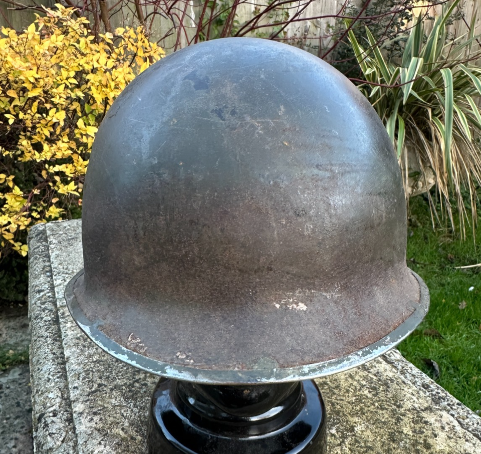 WW2 US STEEL HELMET SHELL.ORIGINAL O.D. FINISH REAR SEAM SWIVEL BAILS ...