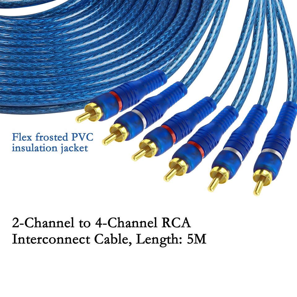RCA Car Audio Cable Y Splitter Adapter Cord 2 Channel to 4 Channel RCA ...