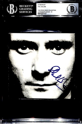 Phil Collins B&W Signed CD Booklet Auto Grade 10 BECKETT (Grad ...