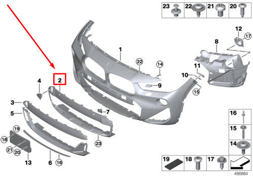 2018-2020 BMW X2 F39 Front Painted Bumper Trim 8090126 51118090126 ...