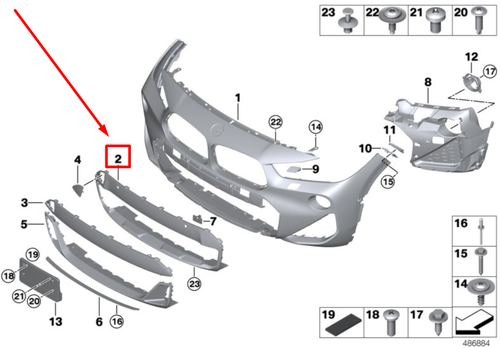 BMW X2 F39 Front Painted Bumper Trim 8090126 51118090126 NEW GENUINE | eBay