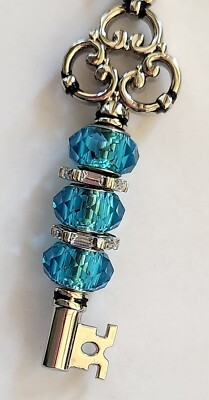 Keychain/Purse Charm Silver Tone With Blue Beads - Dangle Key Ring NEW ...