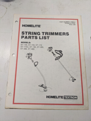 HOMELITE ILLUSTRATED PARTS LIST BOOK CATALOG MANUAL TRIMMER ST 145-485 ...
