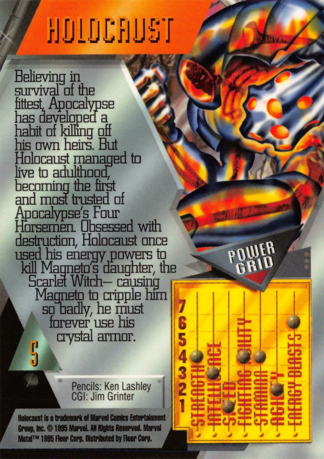 HOLOCAUST / Marvel Metal (1995 Fleer Corp.) BASE Trading Card #5 | eBay