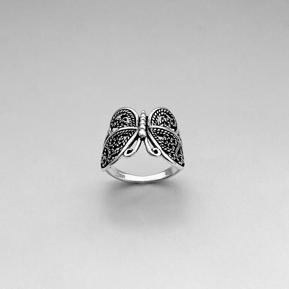 Sterling Sterling Filigree Butterfly Ring, Silver Rings, Bug ...