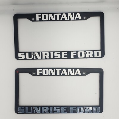 2x Fontana Sunrise Ford Black Plastic License Plate Frame Front And ...