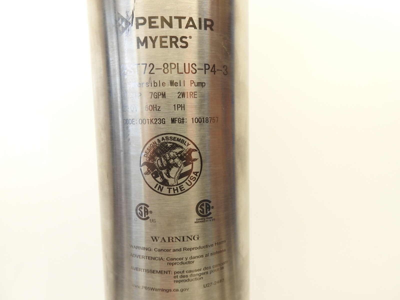 Pentair Myers 2ST72-8PLUS-P4-3 Submersible Predator Plus Series Pump 8 ...