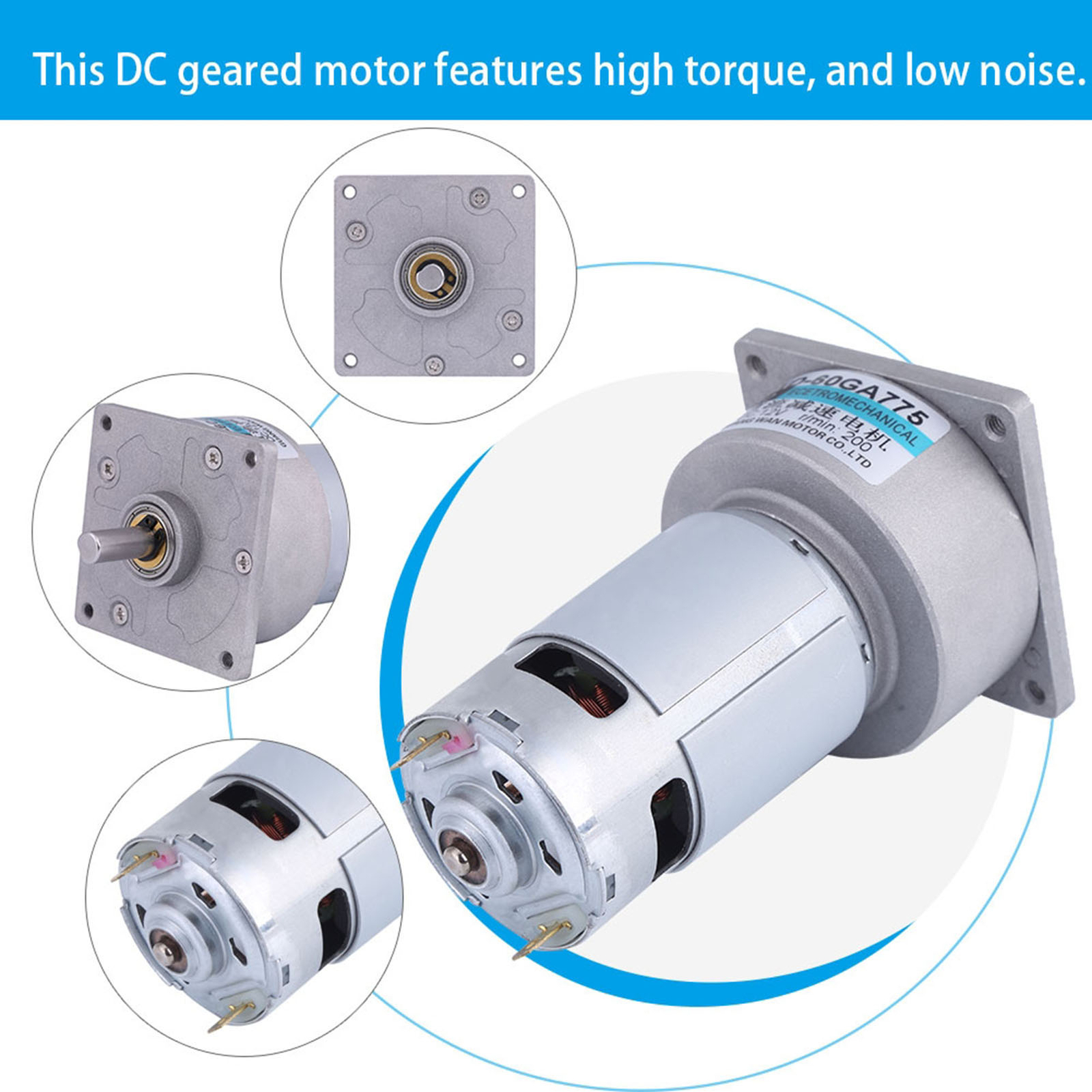60GA775 DC12V 35W Large Adjustable Speed Micro DC Geared Motor | eBay