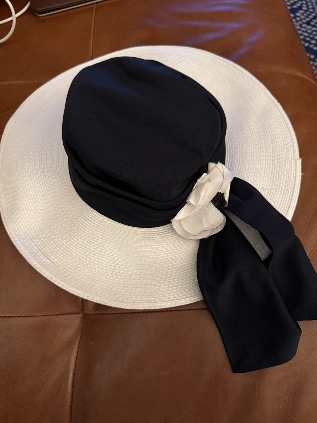 Frederick Fox Black White Wide Brim How Hat - Gem