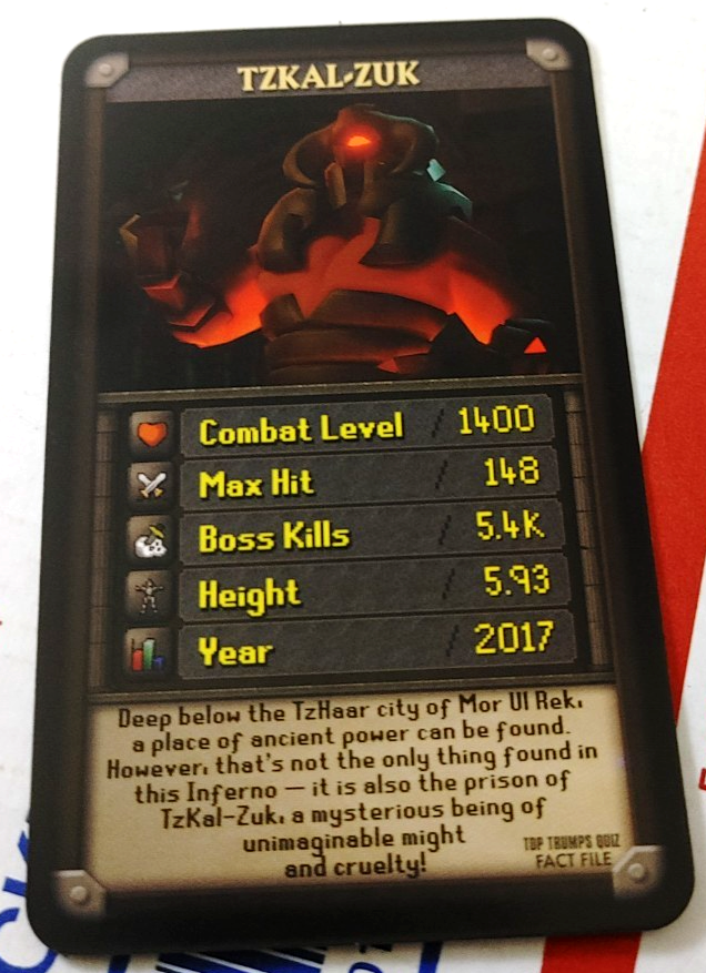 Top Trumps Runescape Monster Tzkal-Zuk Trading Card Limited Edition ...