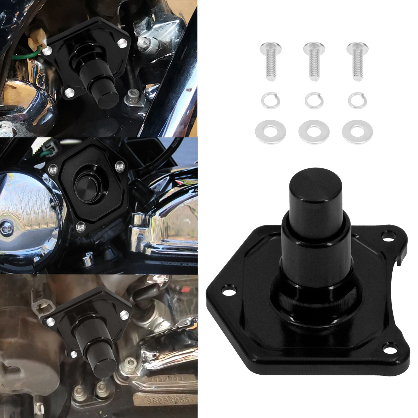 Black Solenoid Cover Push Button Starter For Harley Fatboy Dyna Street ...