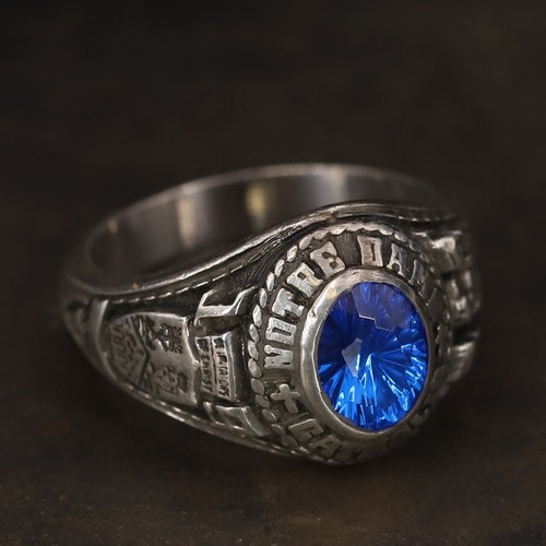 VTG Sterling Silver - 1982 JOSTENS Blue Topaz Notre Dame Class Ring ...