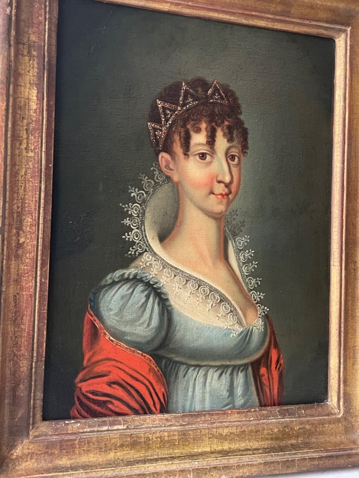 Early 19th Royal Portrait Queen Princess Woman Diadem Dress Tiara Oil ...