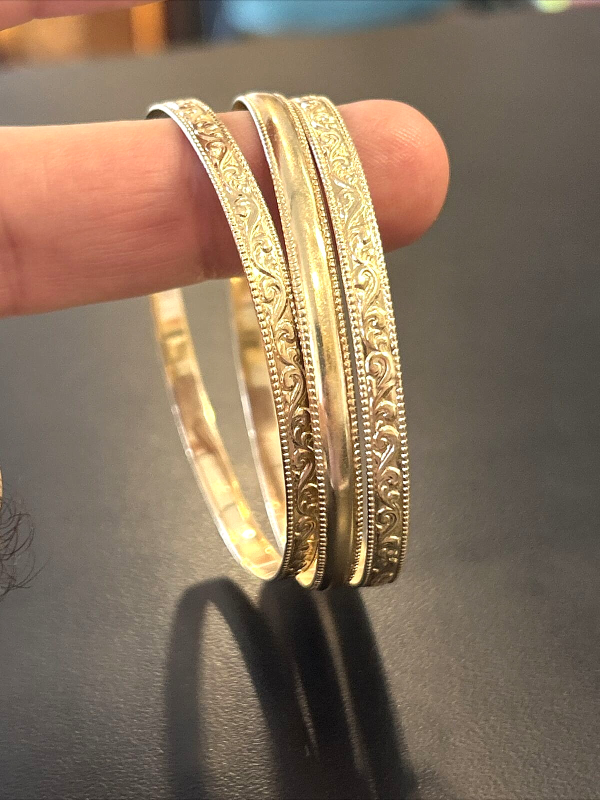 14k Gold Set of 3 Bangle Bracelets from Turkey - Smal… - Gem