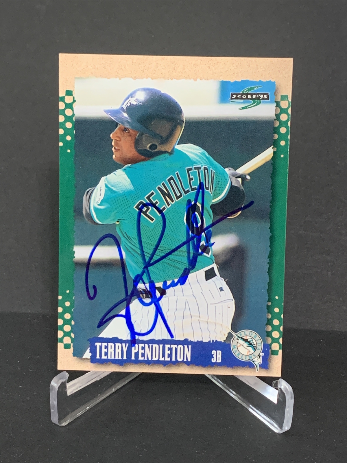 TERRY PENDLETON SIGNED AUTOGRAPHED BASEBALL CARD 1995 SCORE FLORIDA ...