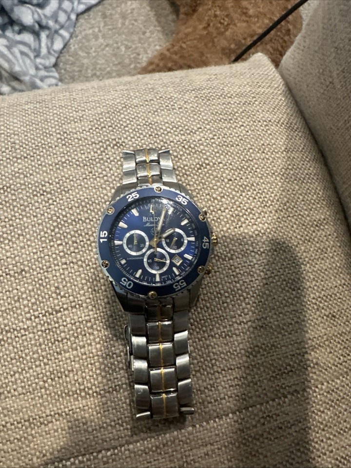 Bulova Men's Watch Marine Star Blue Dial Two Tone Stainless Steel 44mm ...