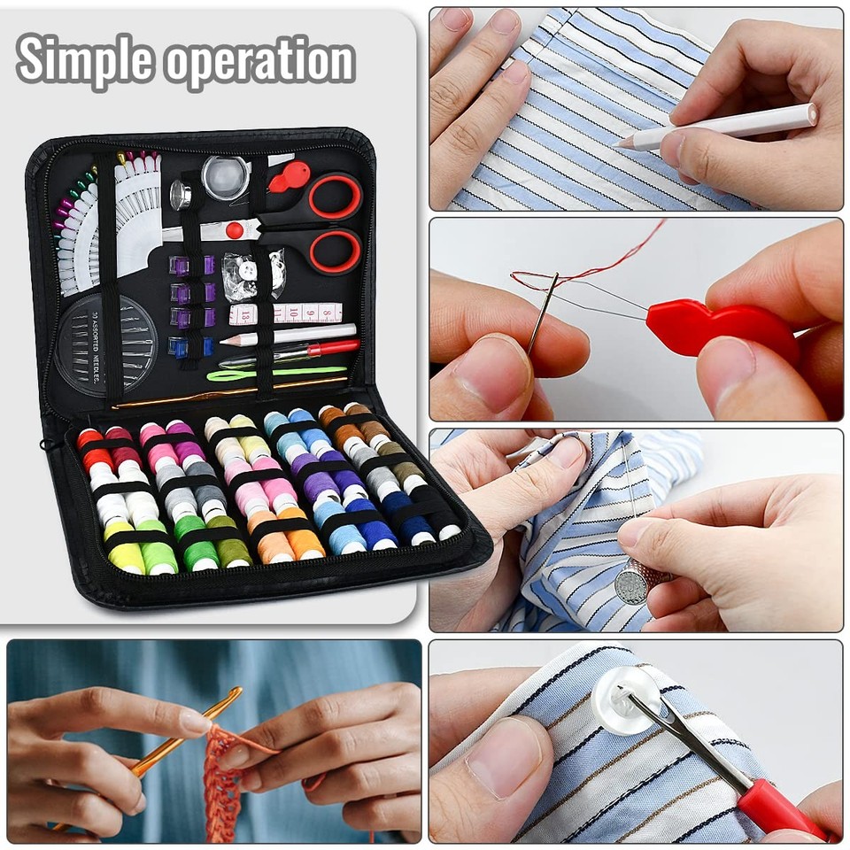 Sewing Kit, 100 Pcs Portable Mini Sewing Kit for Home Travel Sewing ...