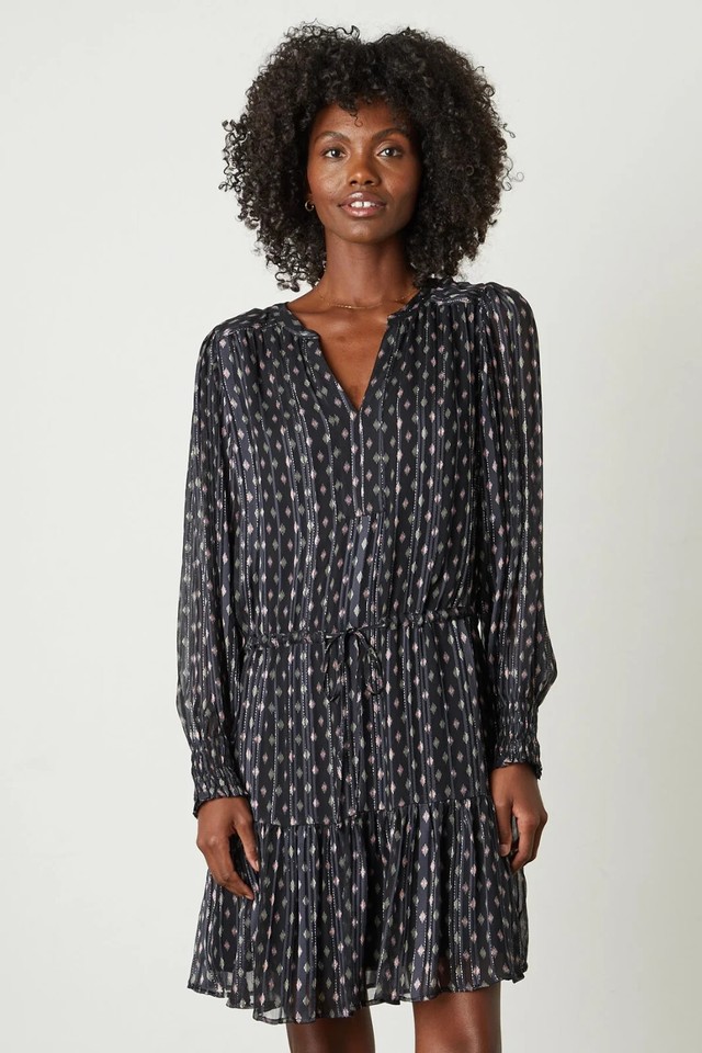 VELVET By Graham & Spencer Anastasia Print Lurex Stripe Dress Starlit M ...