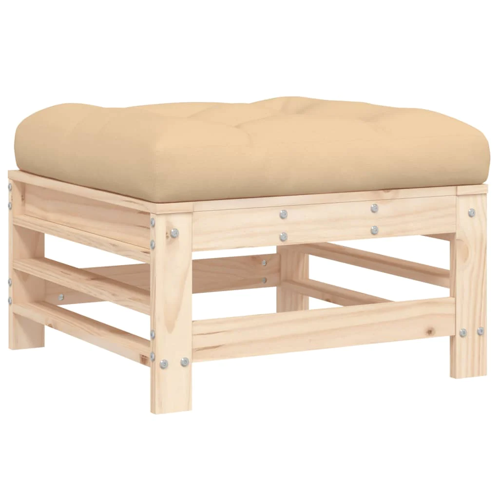 vidaXL Garden Footstool with Cushion Solid Wood Pine | eBay Australia
