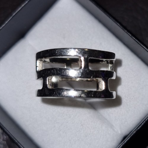 925 Sterling Silver Mens Ladies Open Brickwork Cut Out Ring | eBay ...
