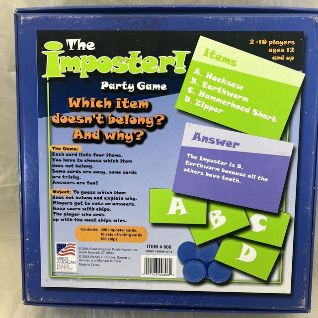 The Imposter Party Game 2-10 Players Ages 12 and up 2004 Complete for ...