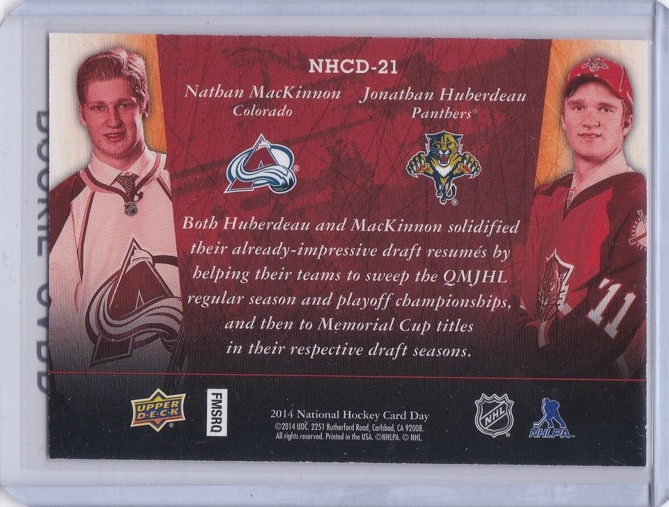 NATHAN MacKINNON ROOKIE CARD 2013 Upper Deck Colorado Avalanche Avs ...