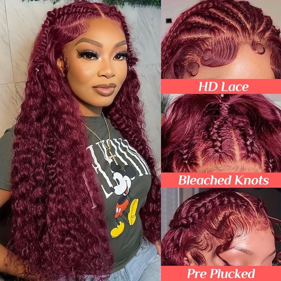 Jessica Hair 99j 7x6 HD Lace Front Glueless Wigs Pre Plucked 180% ...