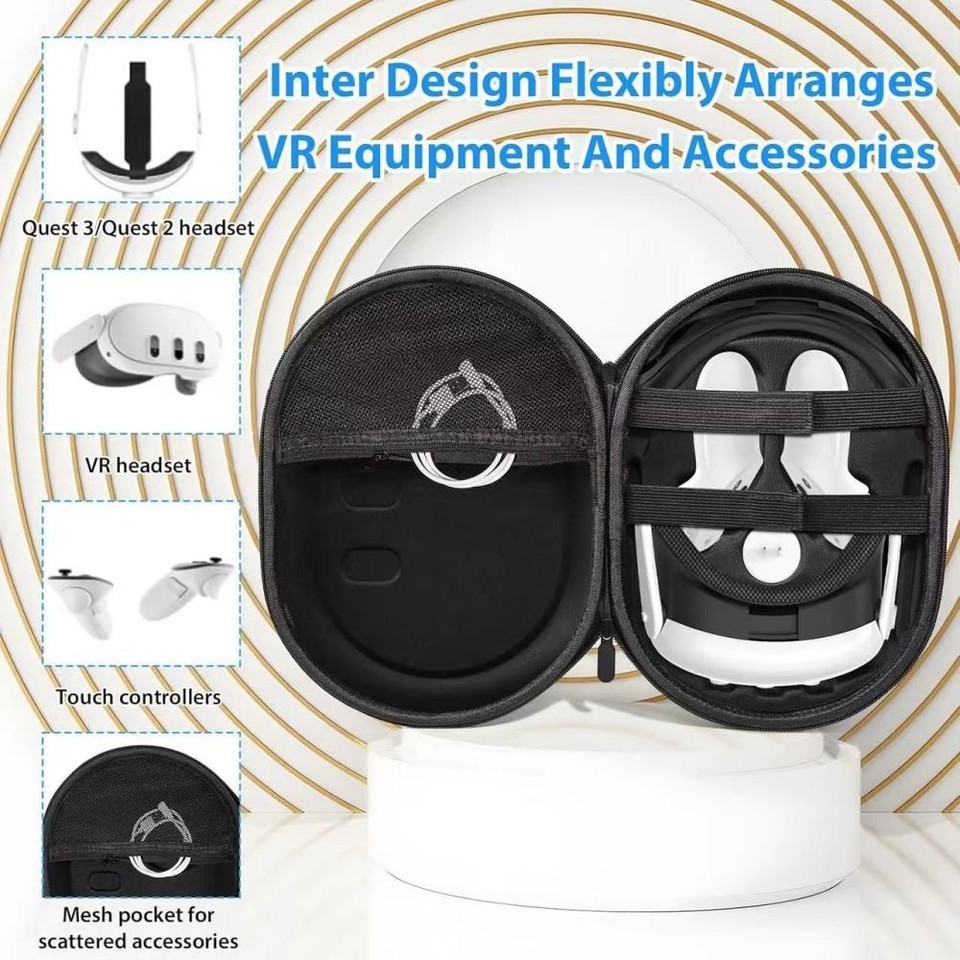 For Meta Quest 3s Carry Case VR Headset Accessories Hard-shell Travel ...