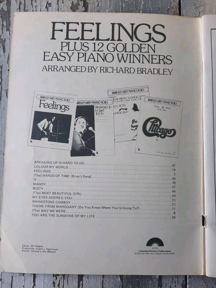 Feelings Plus 12 Golden Easy Piano Winners Songbook | eBay