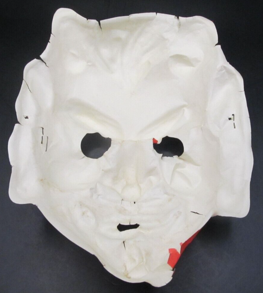 EARLY VINTAGE HALLOWEEN MASK DEVIL SATAN LUCIFER GLOWS IN THE DARK THIN ...