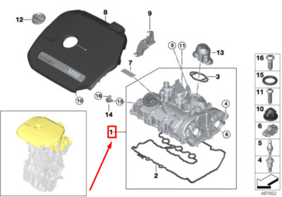 MINI CLUBMAN F54 Cylinder Head Cover 11128631744 8631744 NEW GENUINE | eBay