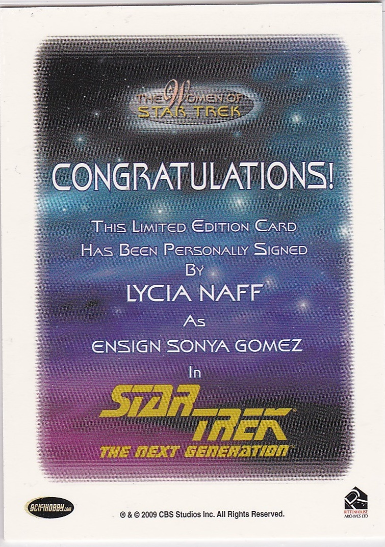 STAR TREK WOMEN OF LYCIA NAFF ENSIGN SONYA GOMEZ THE NEXT GENERATION ...