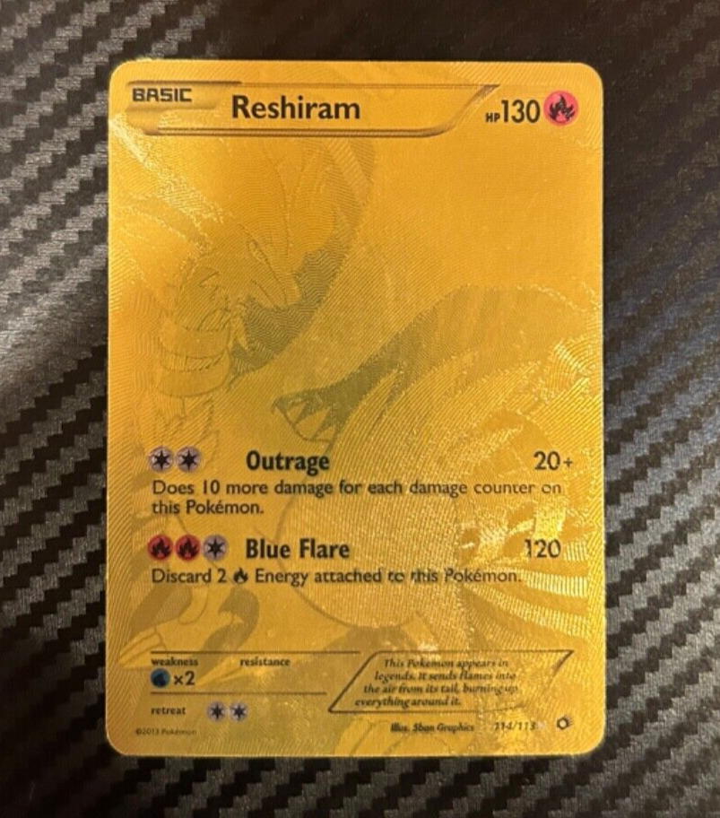 Reshiram 114/113 Pokemon Legendary Treasures Full Art Gold Card Secret ...