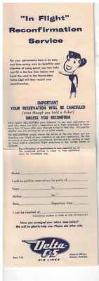 1950s Delta -C&S Airline Reconfirmation Form un-used | eBay