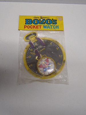Vintage Larry Harmon's Bozo Pocket Watch Toy In Original Package Made ...