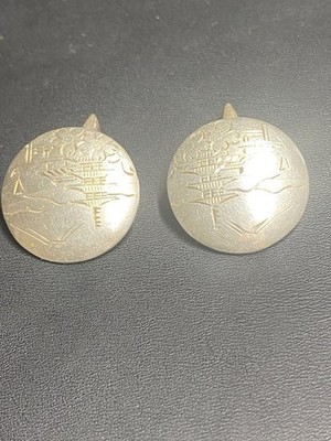 JAPANESE 950 STERLING SILVER CUFFLINKS, ENGRAVED WITH MOUNT FUJI AND ...