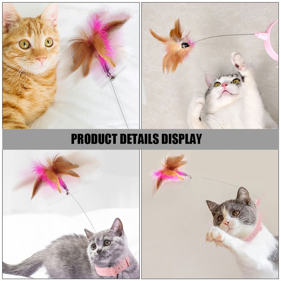 2pcs Funny Cats Stick Collar Interactive Cat Plumes Collar Toys Cat ...