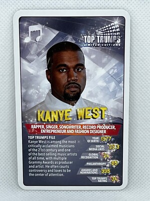2019 Top Trumps Celebrities KANYE WEST - Limited Edition - SOLD OUT ...
