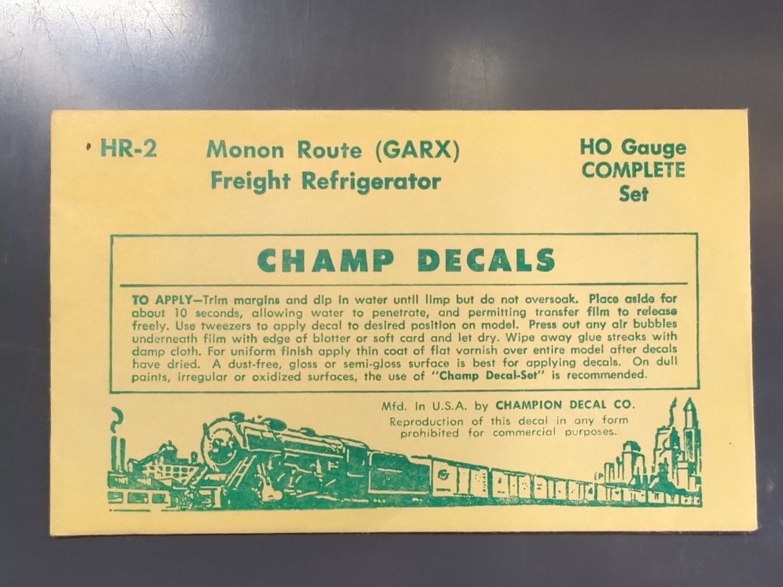 Vintage Champ Decals No. HR-2 Monon Route GARX Freight Reefer HO | eBay