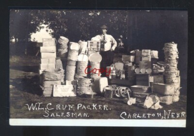 REAL PHOTO CARLETON NEBRASKA CRUM PACKER SALESMAN POSTCARD COPY NEBR ...